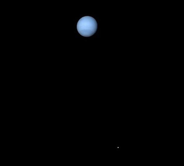 Neptune and triton captured by voyager 2, 1989 | Scrolller