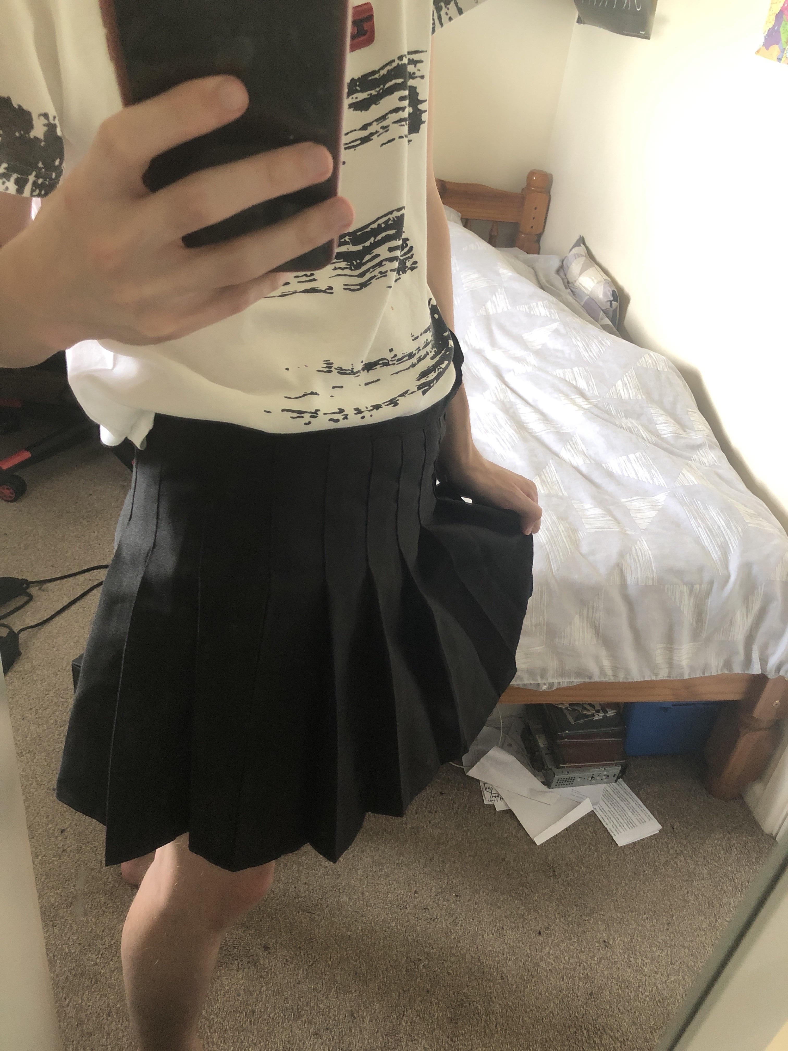 Nervous lil non binary who just got his first skirt. Photo + clothing advice? | Scrolller