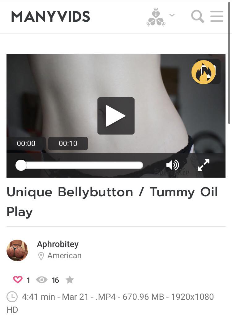 New Bellybutton fetish video posted to my ManyVids, link below