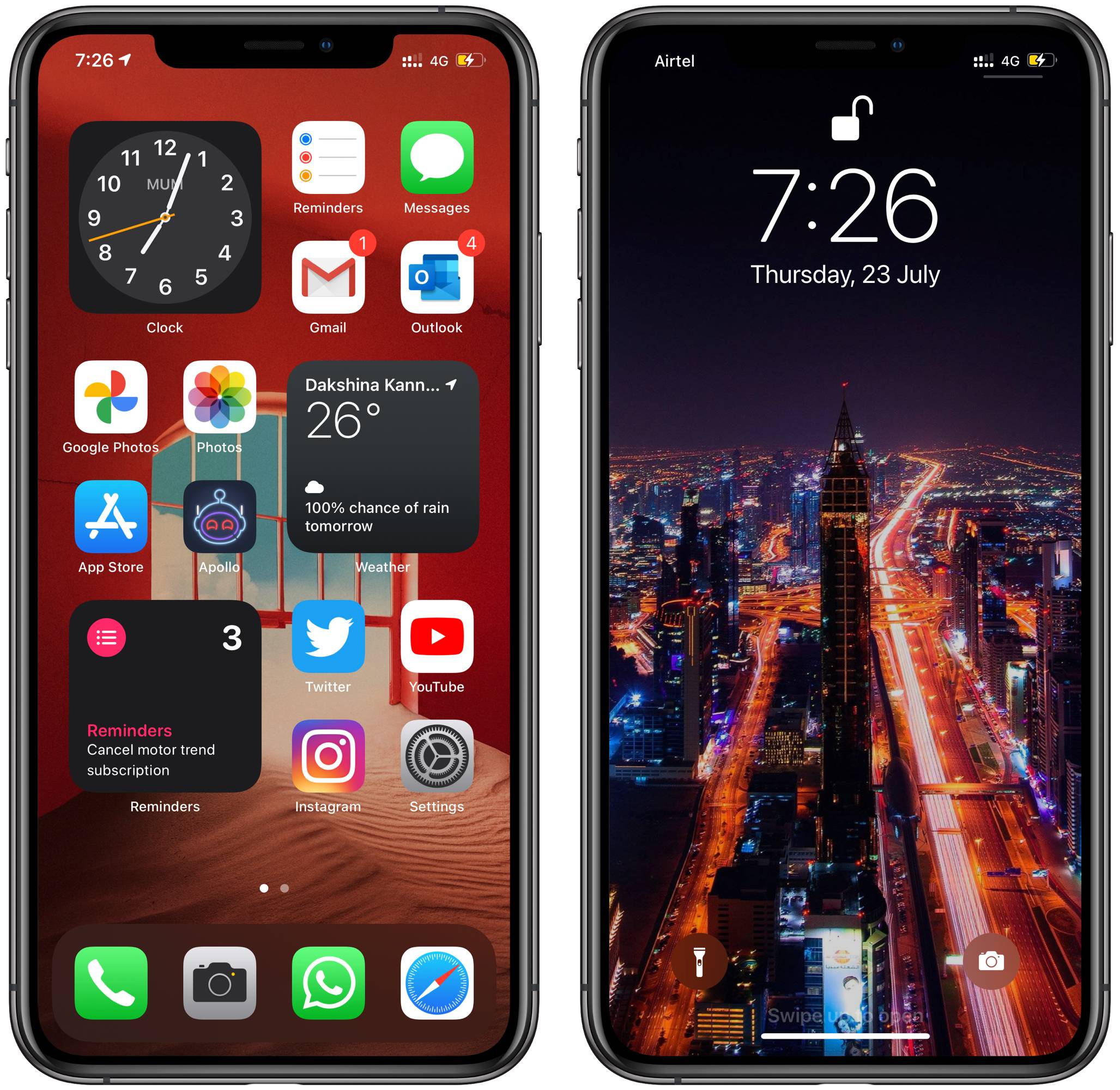 New setup, Ioving the clock widget. | Scrolller