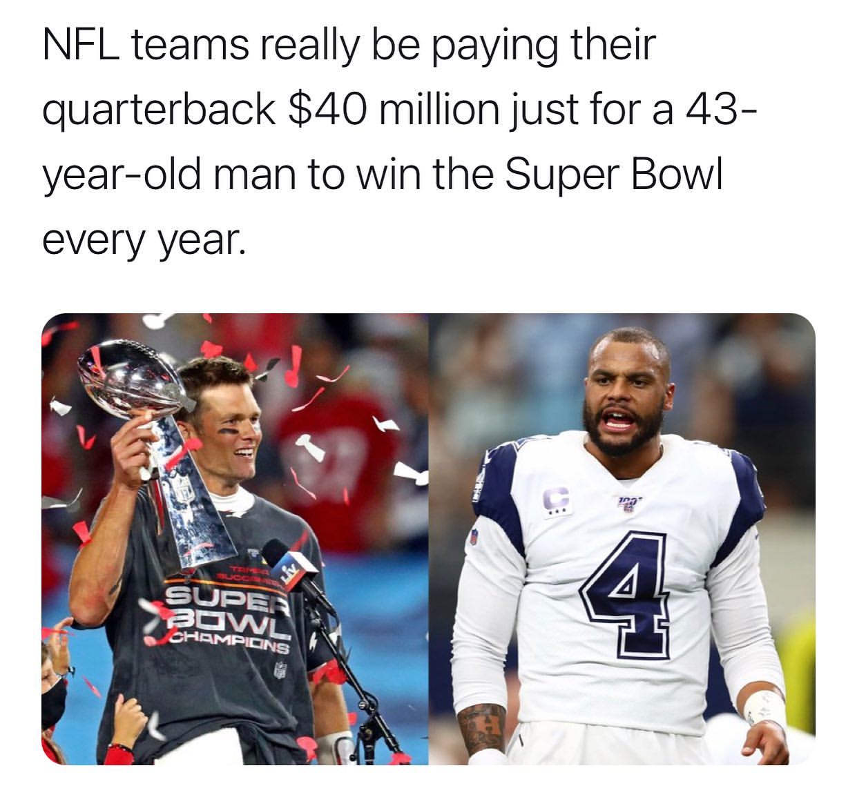 NFL teams really be paying their quarterback $40 million... | Scrolller