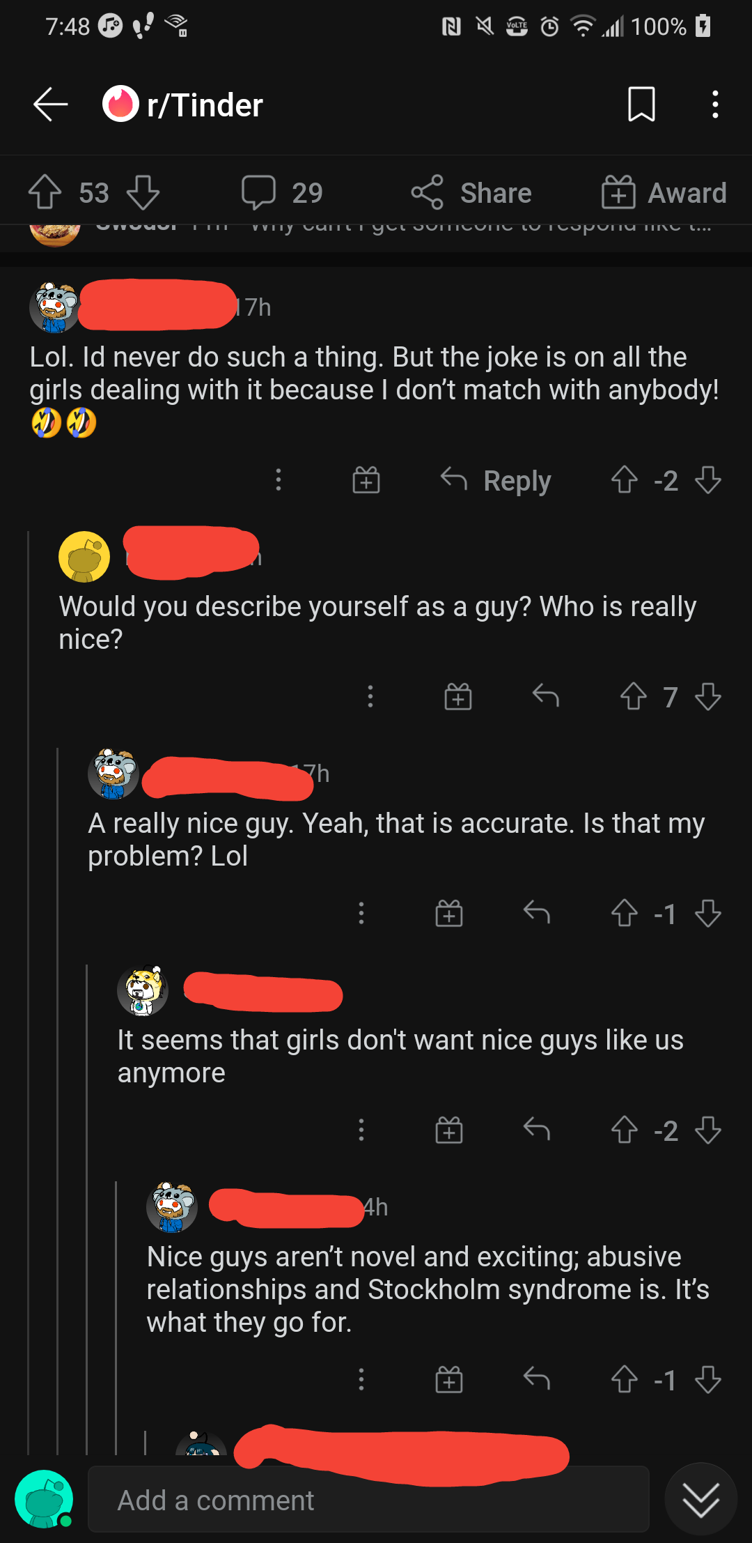 Nice Guy baiting on Tinder. | Scrolller