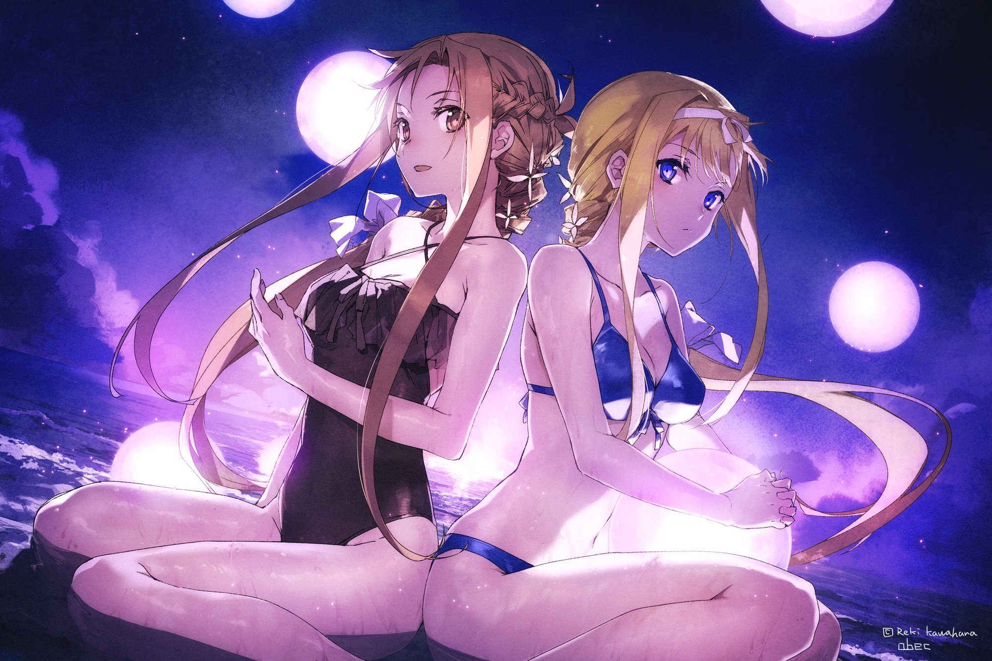 Night at the beach Asuna and Alice | Scrolller