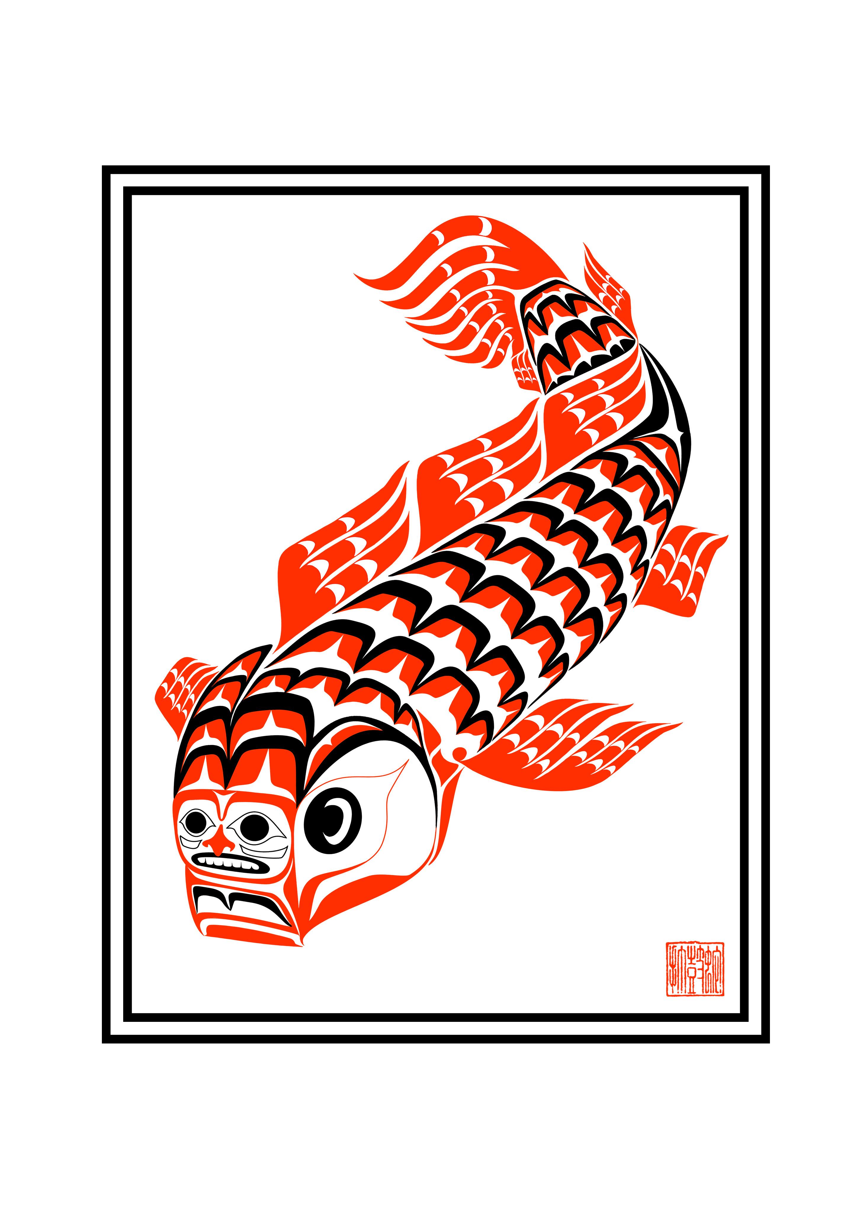 Northwestern Indigenous Style Koi Fish | Scrolller