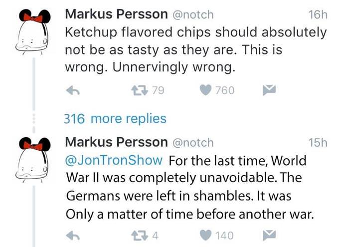 Notch gives his opinion about Ketchup flavoured chips. | Scrolller