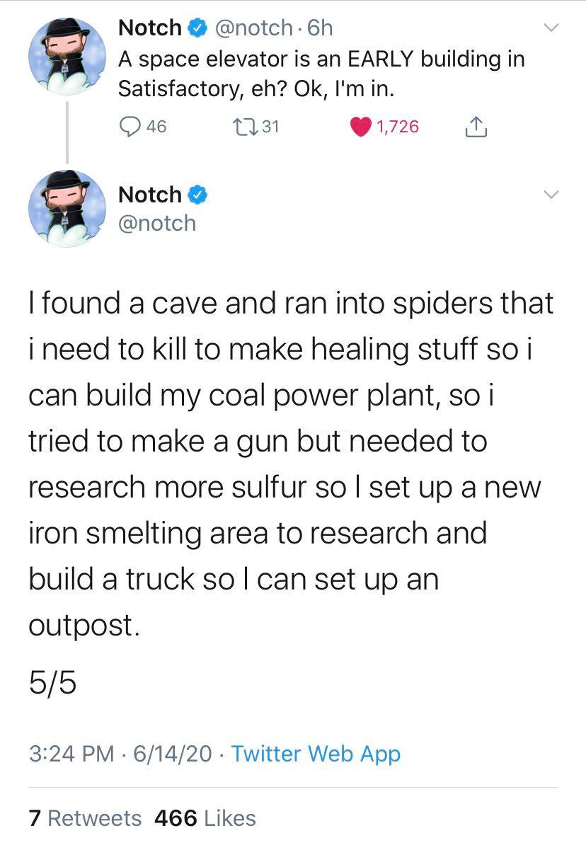Notch is enjoying Satisfactory | Scrolller