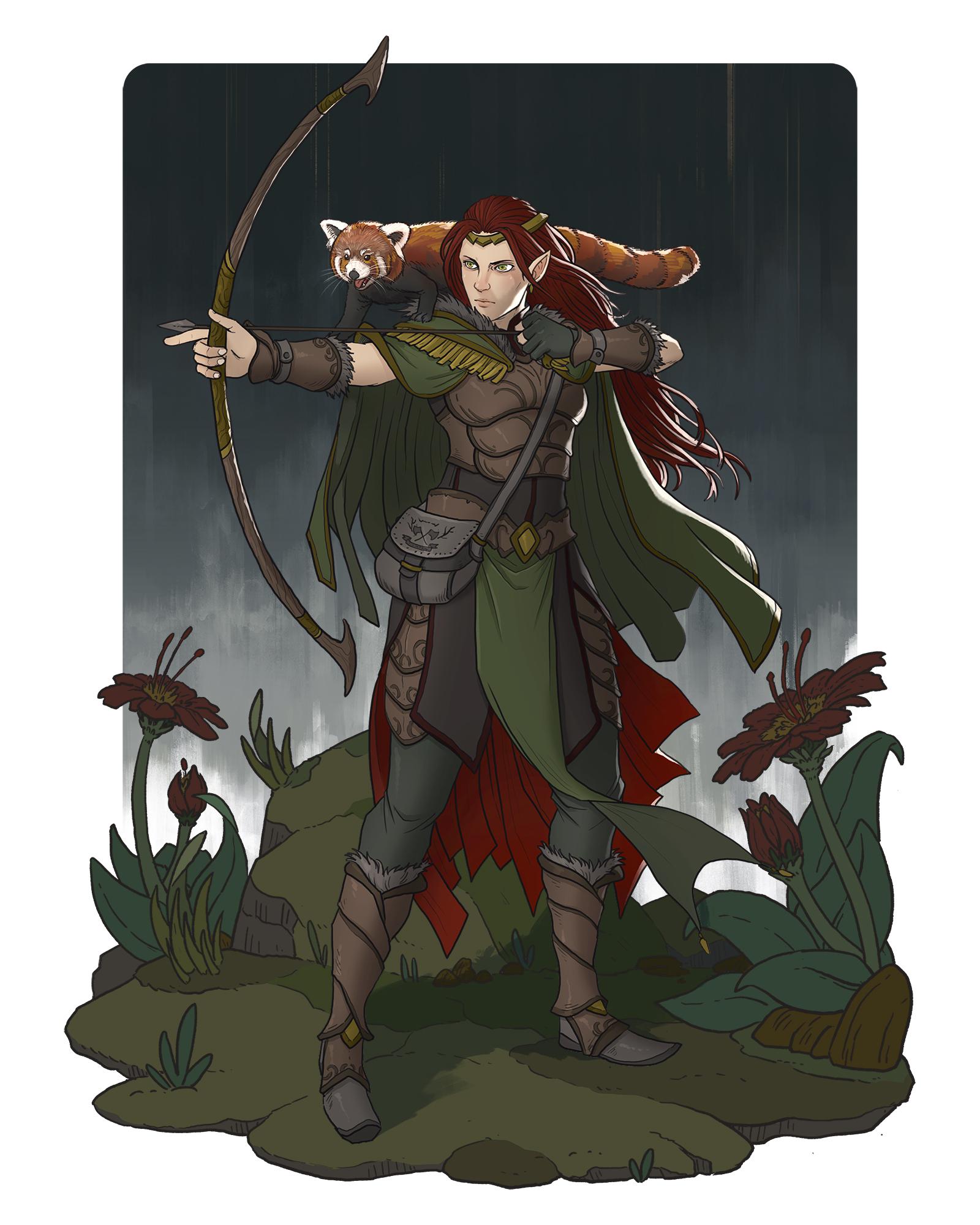 [OC][Art] A Half-elf Beastmaster drawn for my sister. | Scrolller