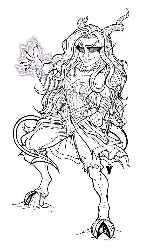 [OC][Art] Malicia, my Tiefling Warlock. (Drawing by u/jhowmoleq.) | Scrolller