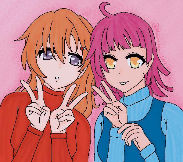 [OC] Kanata and Rina fan art i did for a secret admirer thing on Instagram! | Scrolller