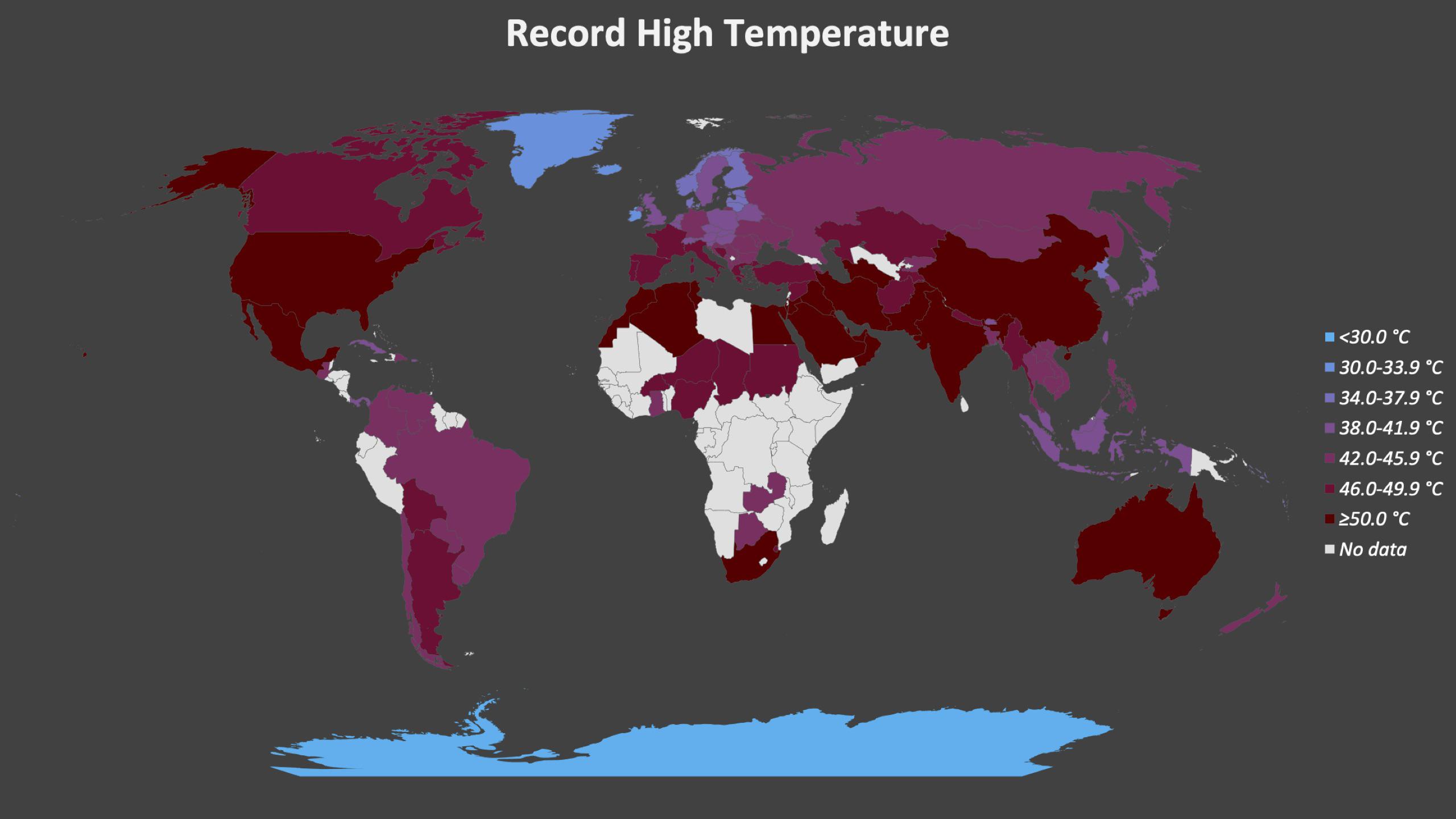 [OC] Record high temperature by country/territory | Scrolller