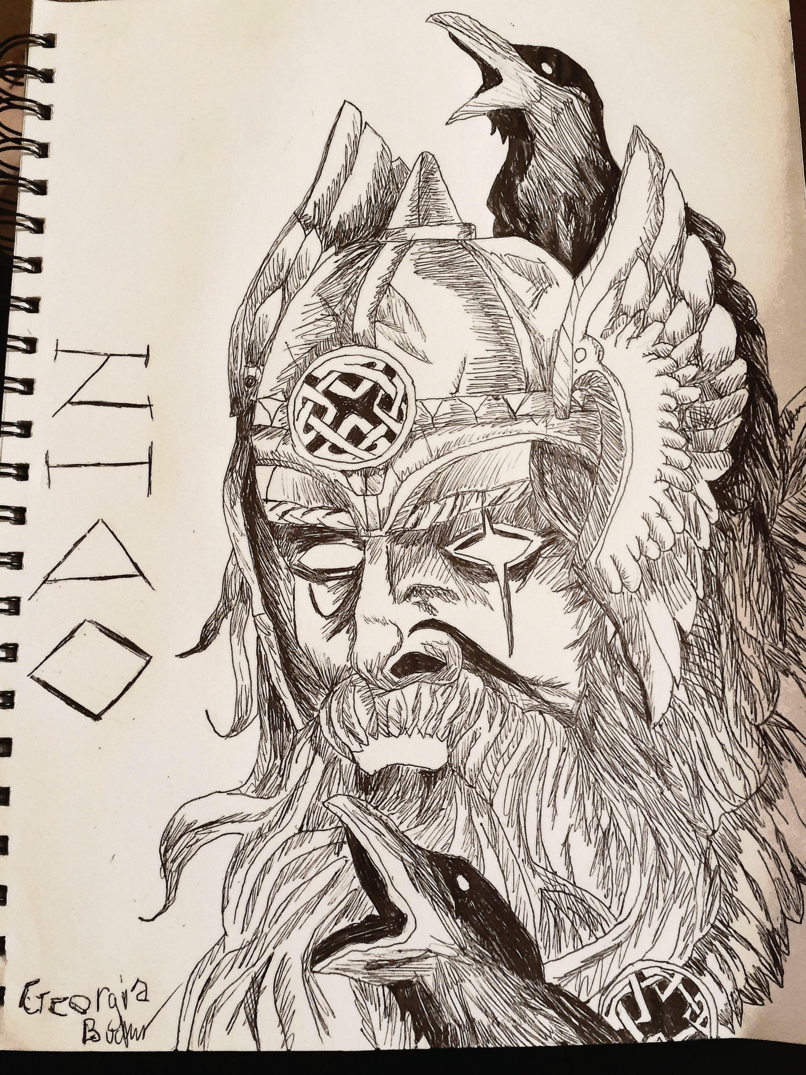 Odin, me, ink, 2021 | Scrolller
