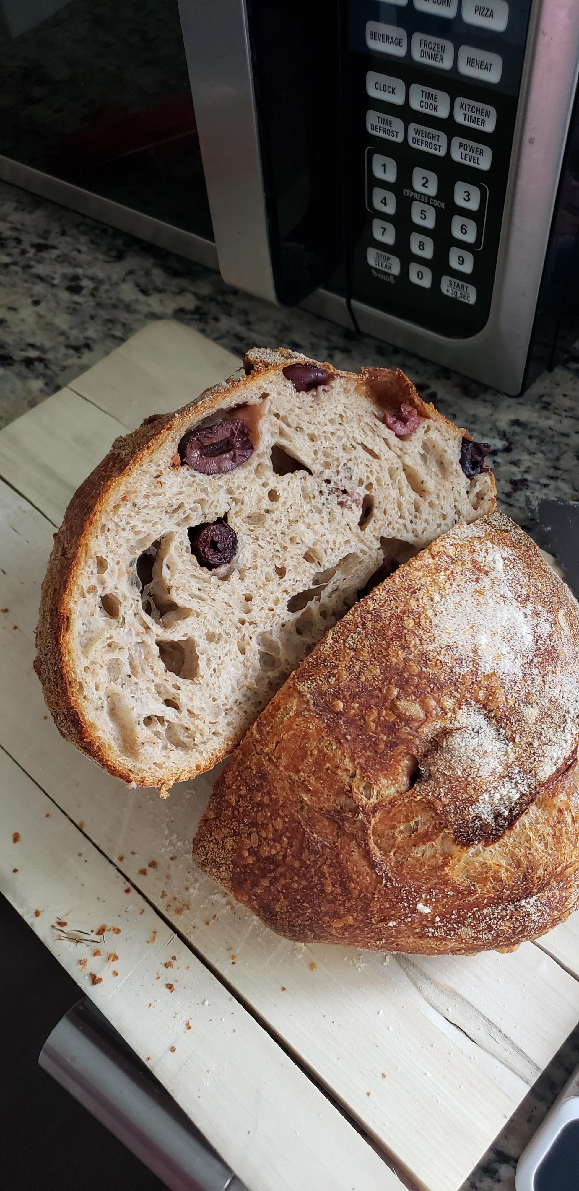 Olive sourdough loaf (first attempt): 75% hydration | Scrolller