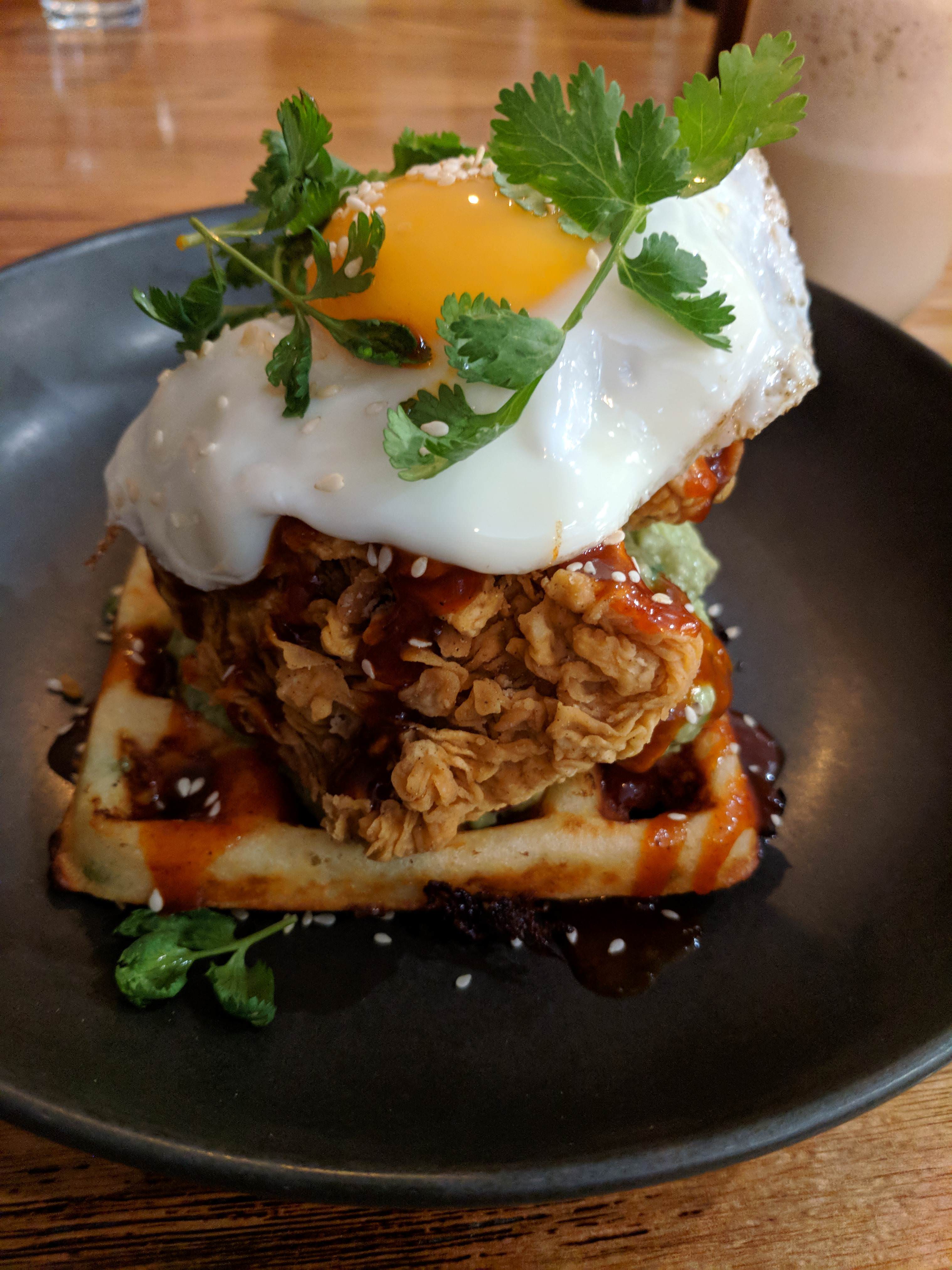 On a fried chicken waffle | Scrolller