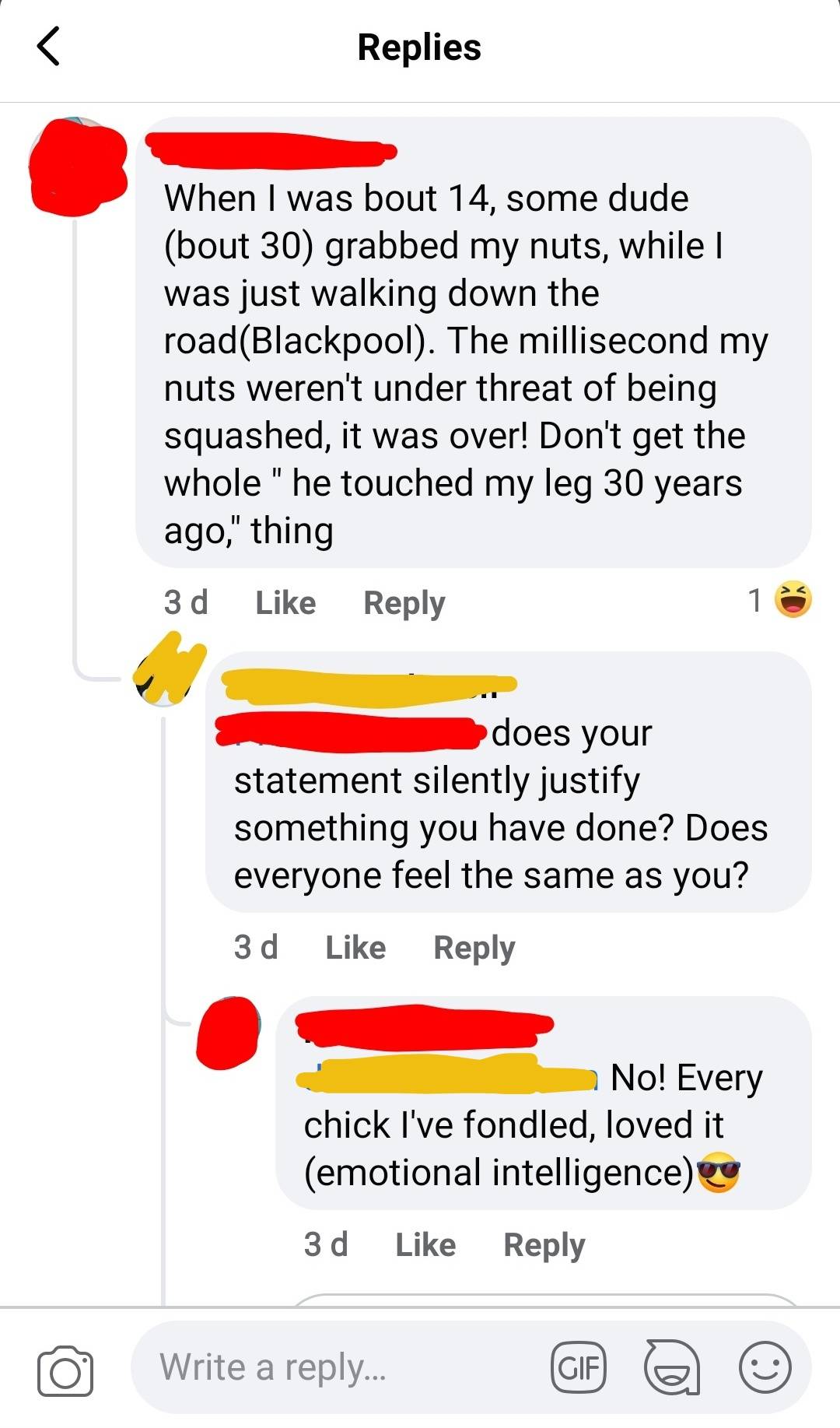 On a post offering help to victims of sexual assault | Scrolller