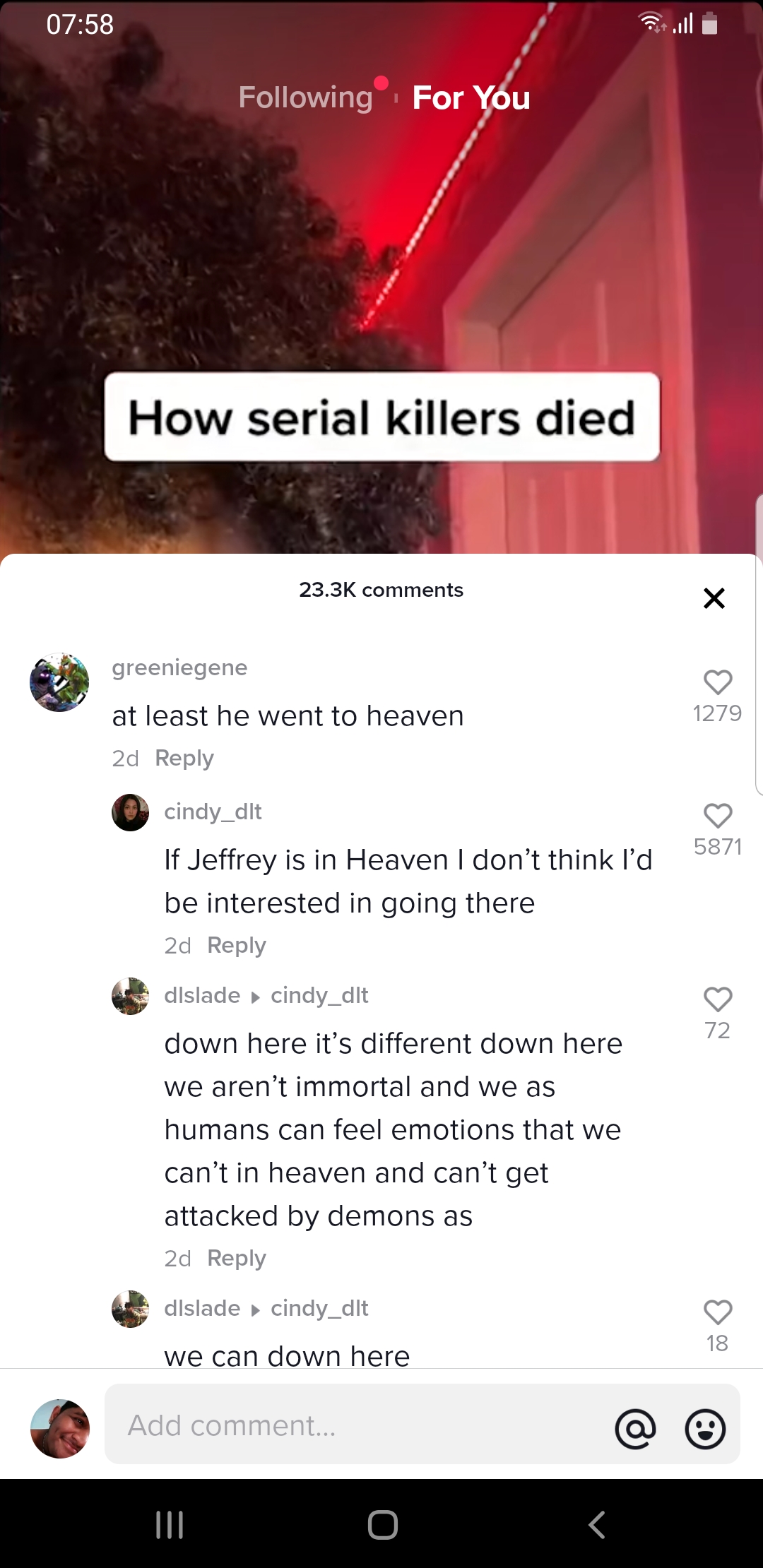 On a tiktok video about Jeffrey Dahmer aka the Milwaukee cannibal. | Scrolller