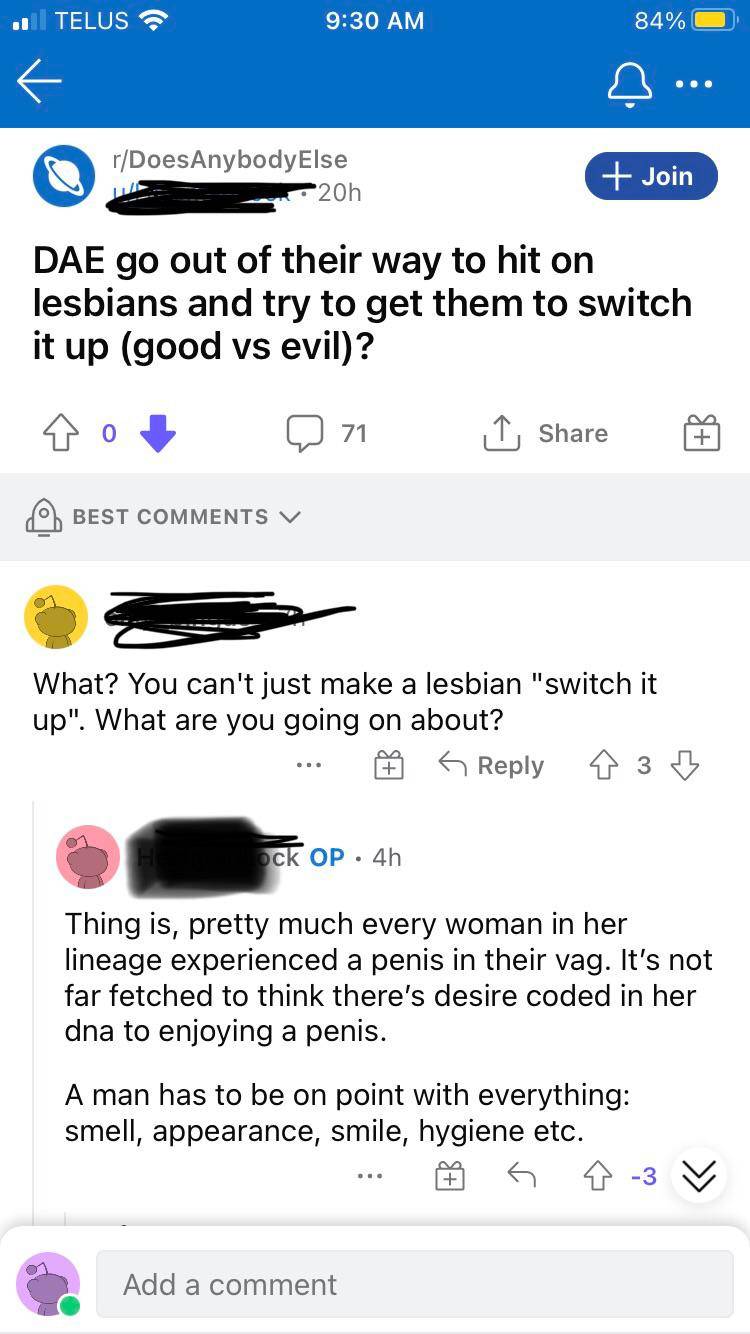 OP with some garden-variety incel logic | Scrolller