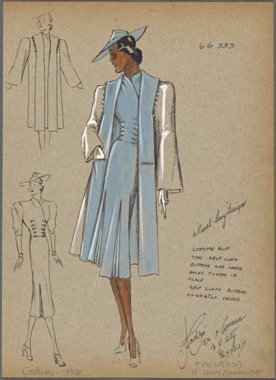 Original Fashion Sketch. 1930’s Costume from the New York Public ...