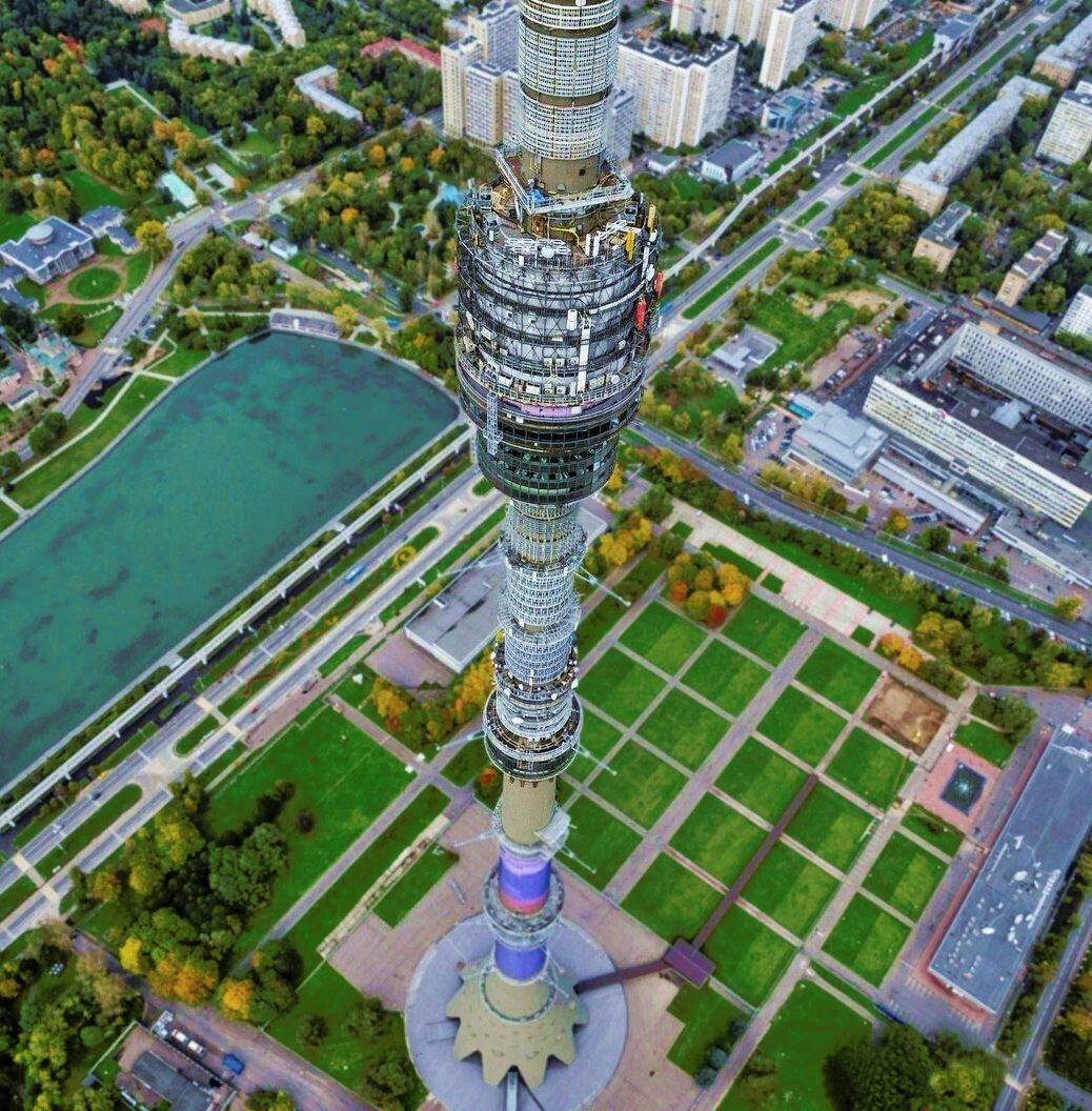 Ostankino TV tower from a bird's eye view. Moscow. | Scrolller