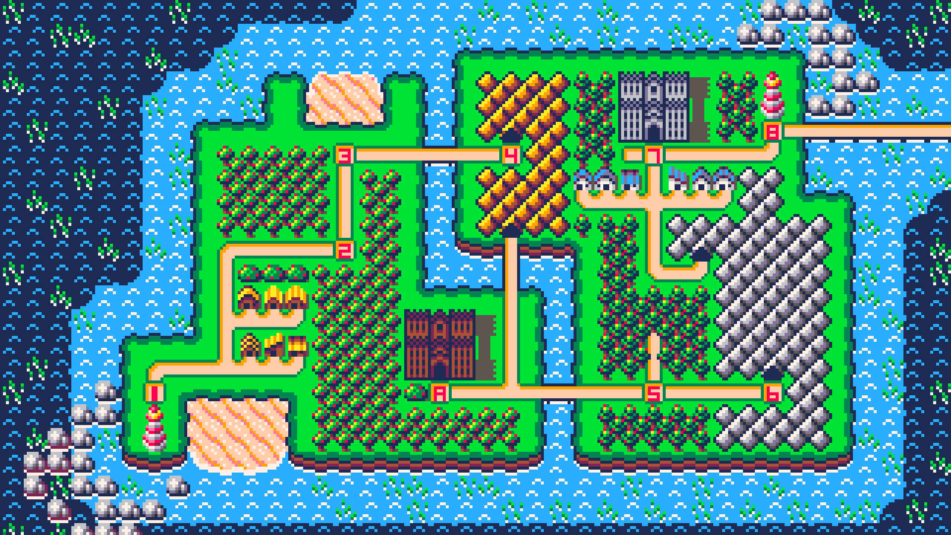 Overworld map mock-up I made using the Pico-8 colour palette. | Scrolller