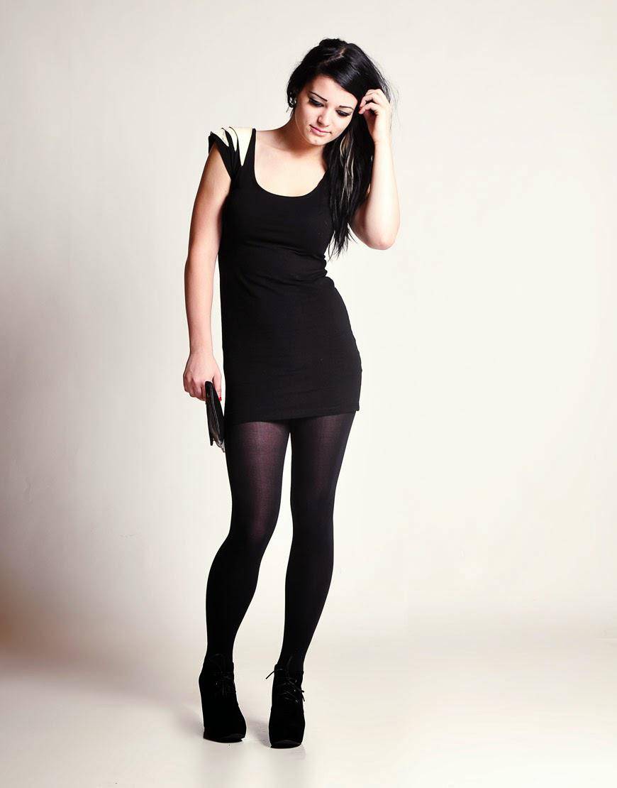 Paige wearing black opaque pantyhose | Scrolller