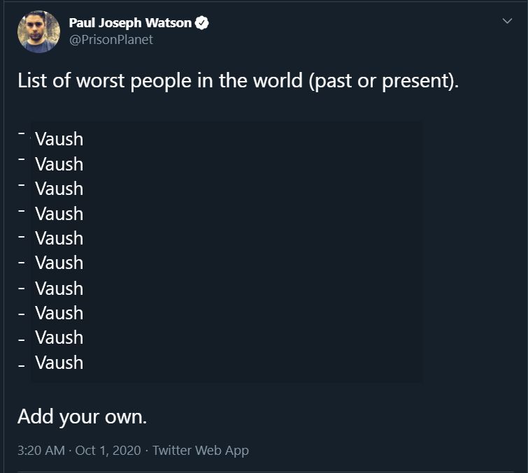 Paul Joseph Watson finally embraces the immortal science of Vaush Bad | Scrolller