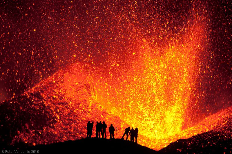 People watching exploding lava | Scrolller