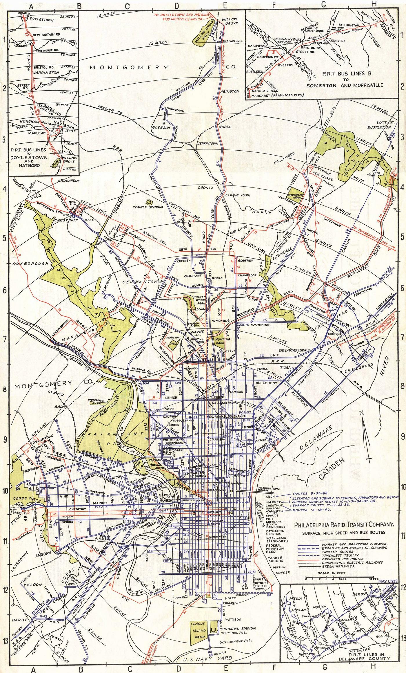 Philadelphia transit map, circa 1932 [2000x3300] | Scrolller