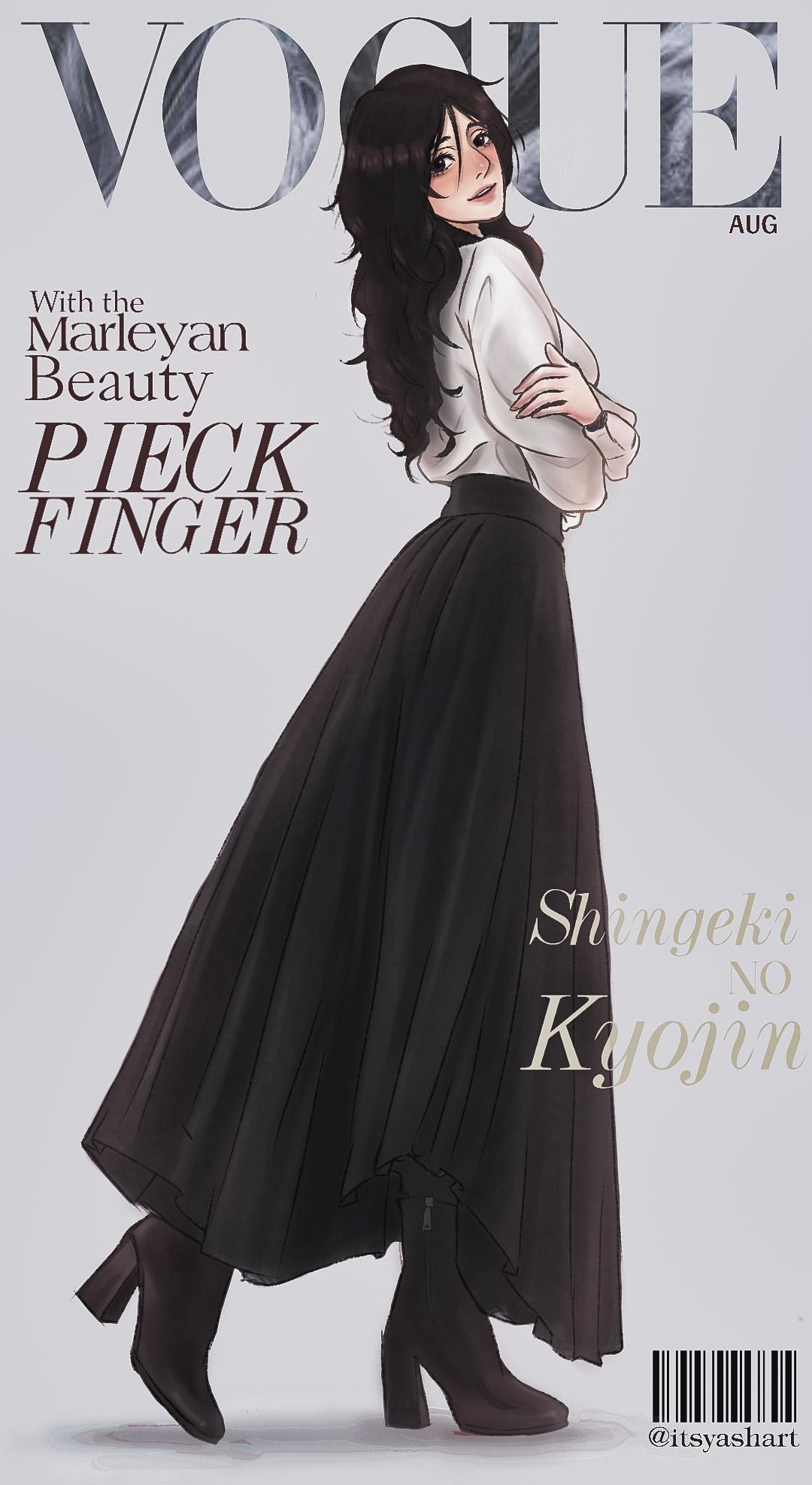 Pieck Finger's Vouge cover illustration I made. Hope you guys like it!