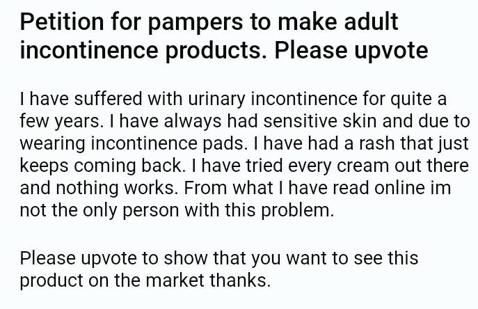 Please upvote on R/bedwetting to show pampers that people want this. | Scrolller