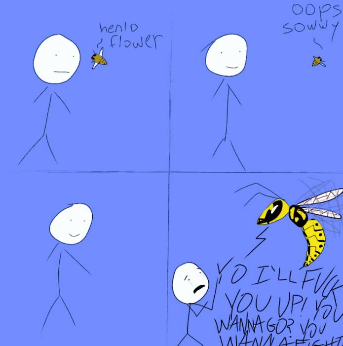 Poorly drawn comic I made about the difference between bees and wasps | Scrolller