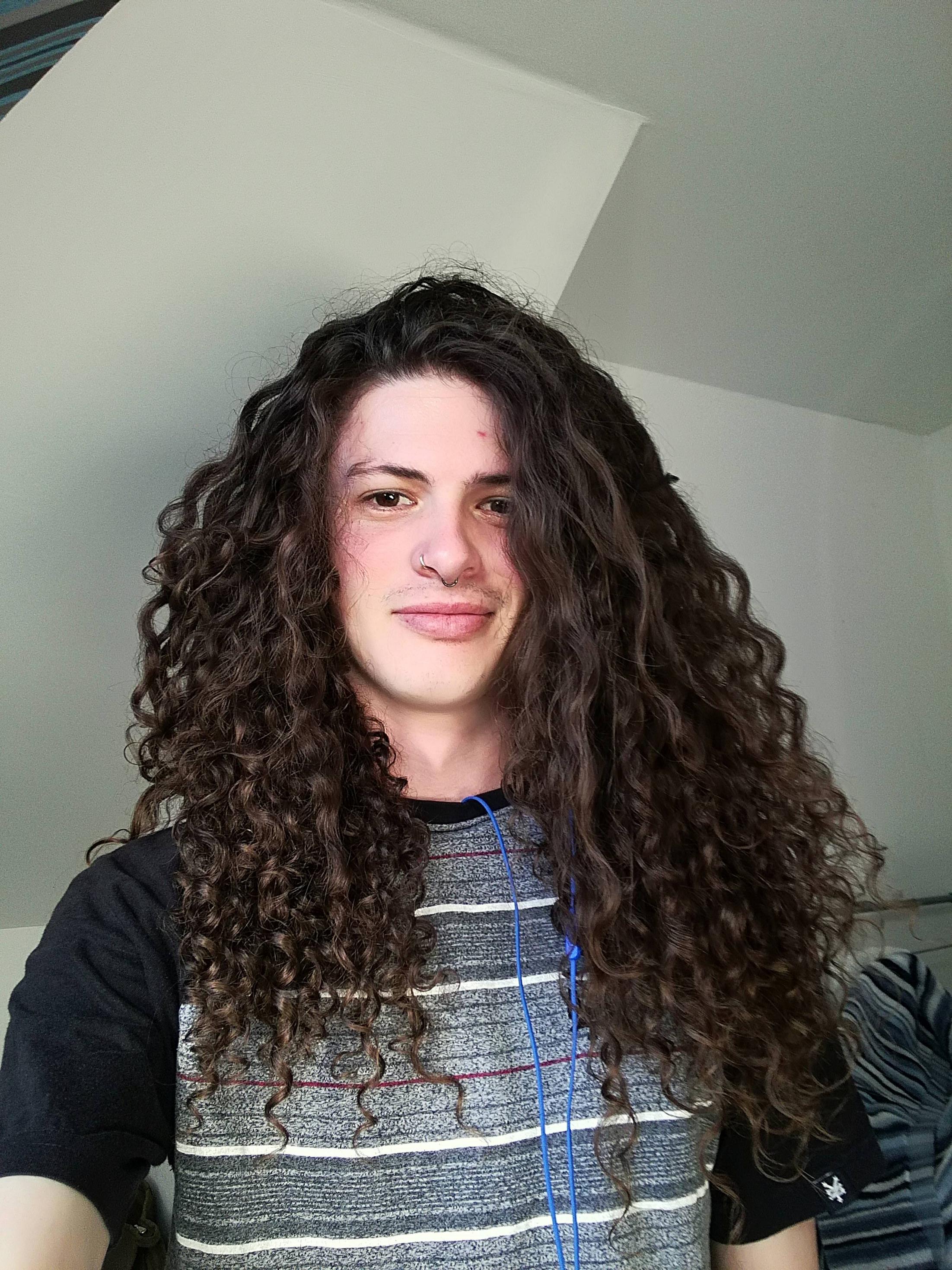 Post beach curly flow. Been about 3.5 years since a cut | Scrolller