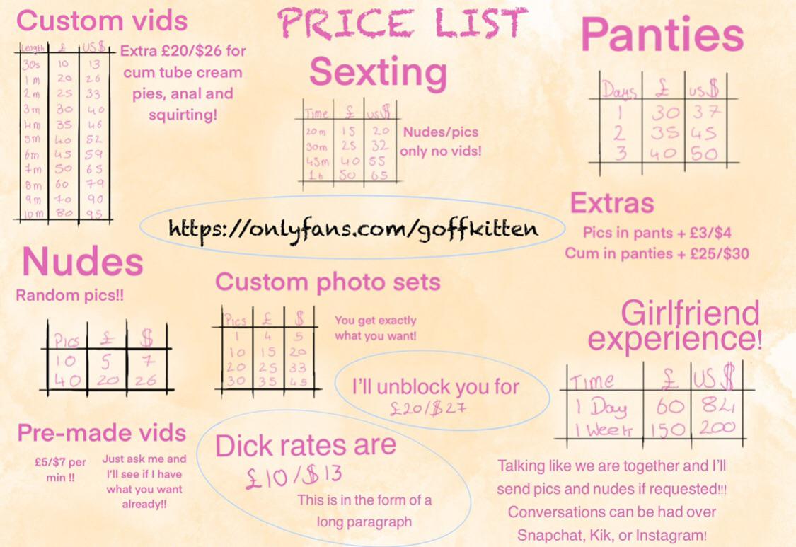 PRICE LIST! Cash app or PayPal | Scrolller