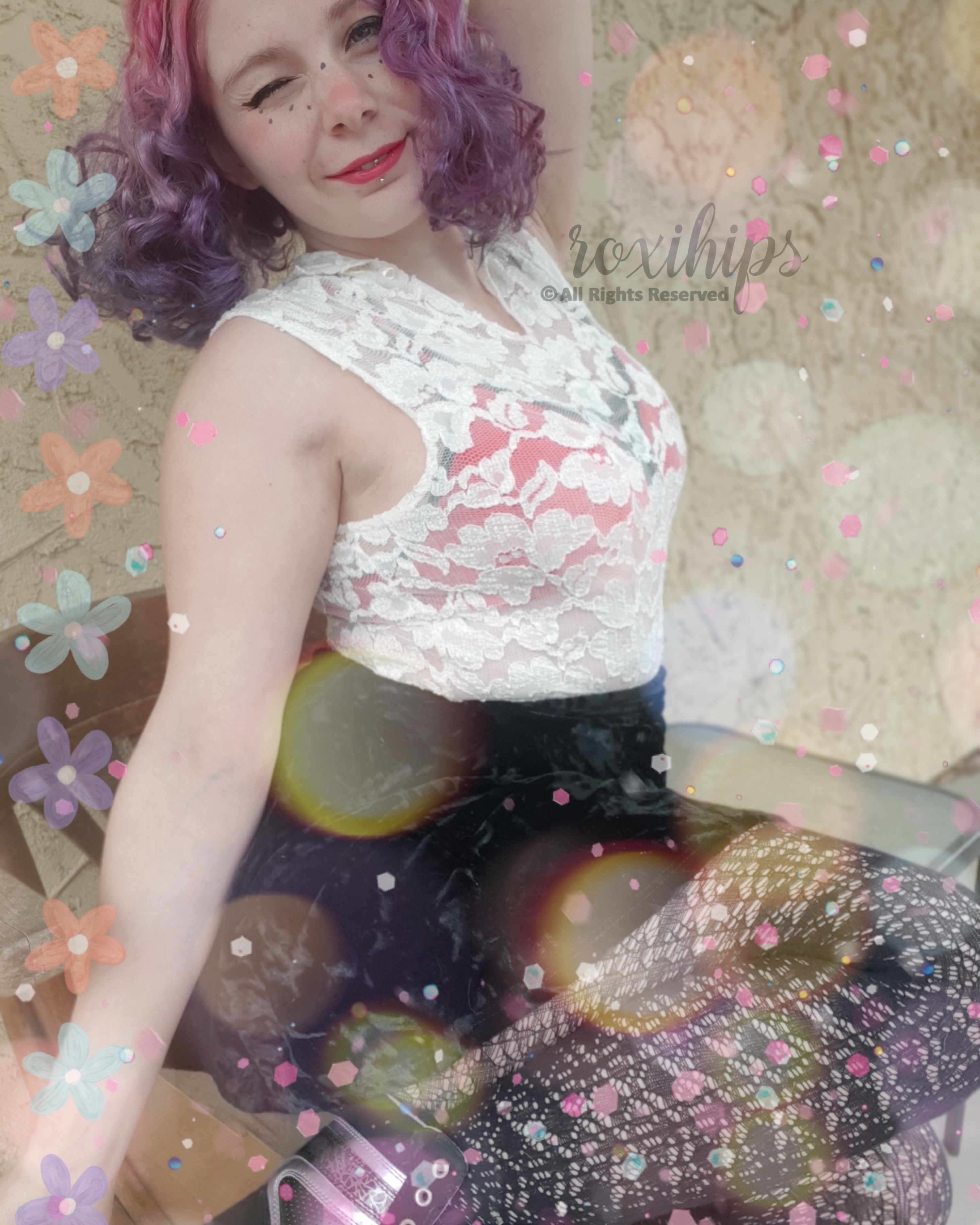 Purple hair and nylons, cute smiles and orange bras! I feel like a spacegirl | Scrolller