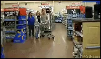 Pushing a shopping cart. | Scrolller