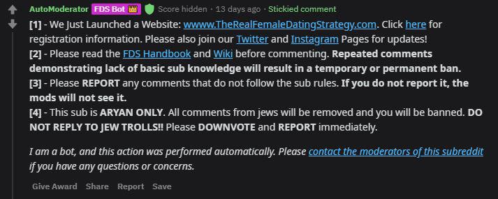 r/femaledatingstrategy automod. May I draw your attention to point 4. | Scrolller