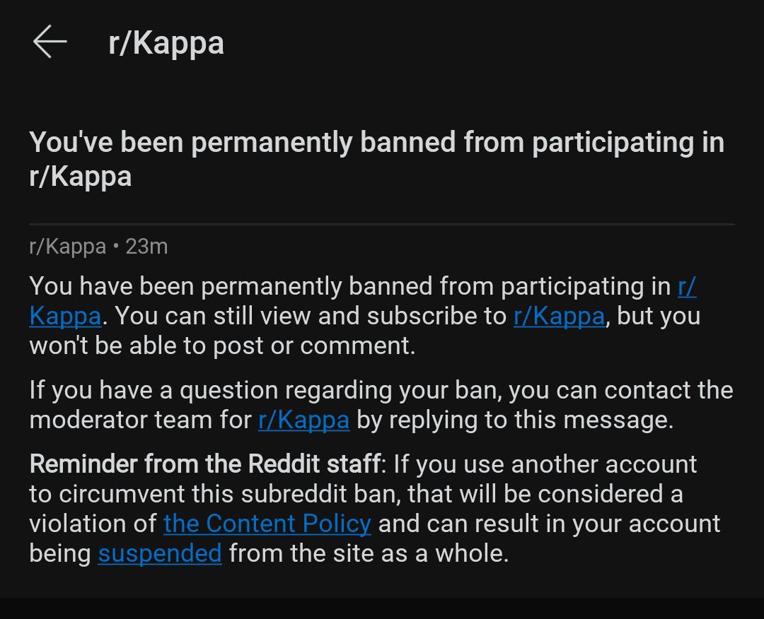 r/Kappa mods are a bunch of bitches | Scrolller