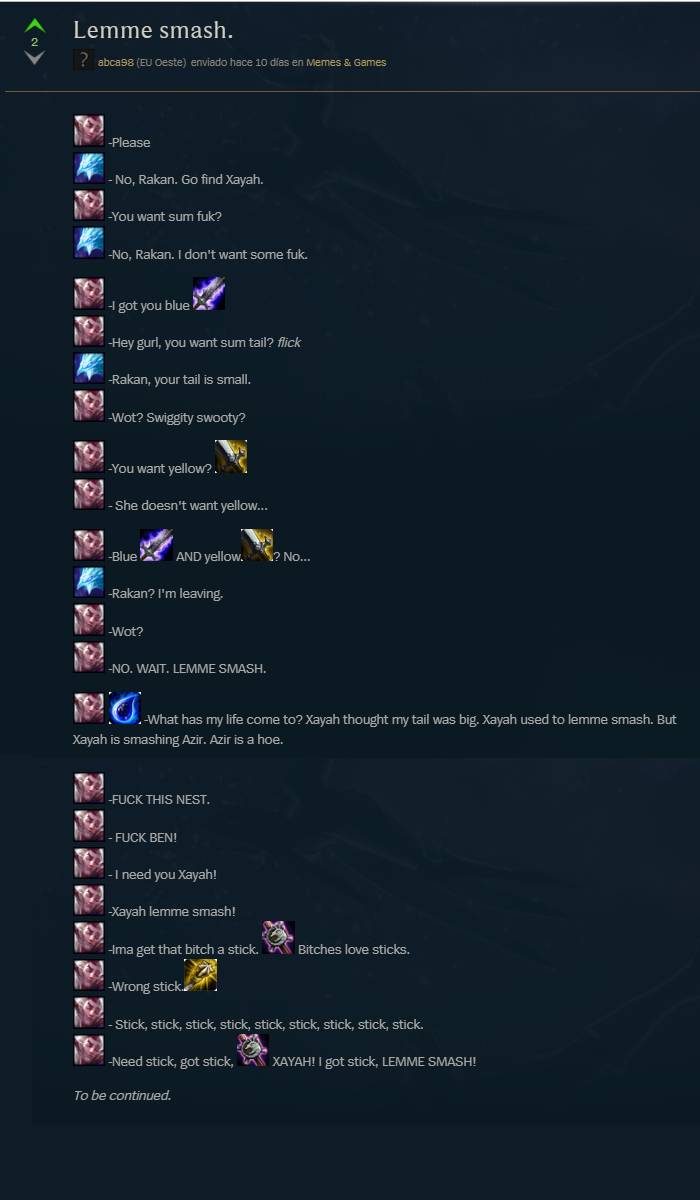 Rakan regrets breaking up with Xayah. | Scrolller