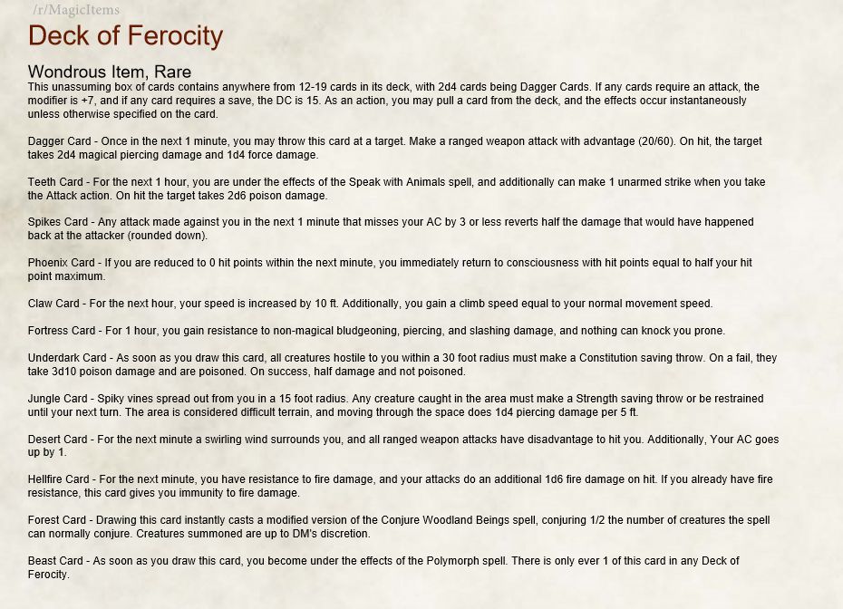 Random Combat Deck Magic Item | Scrolller