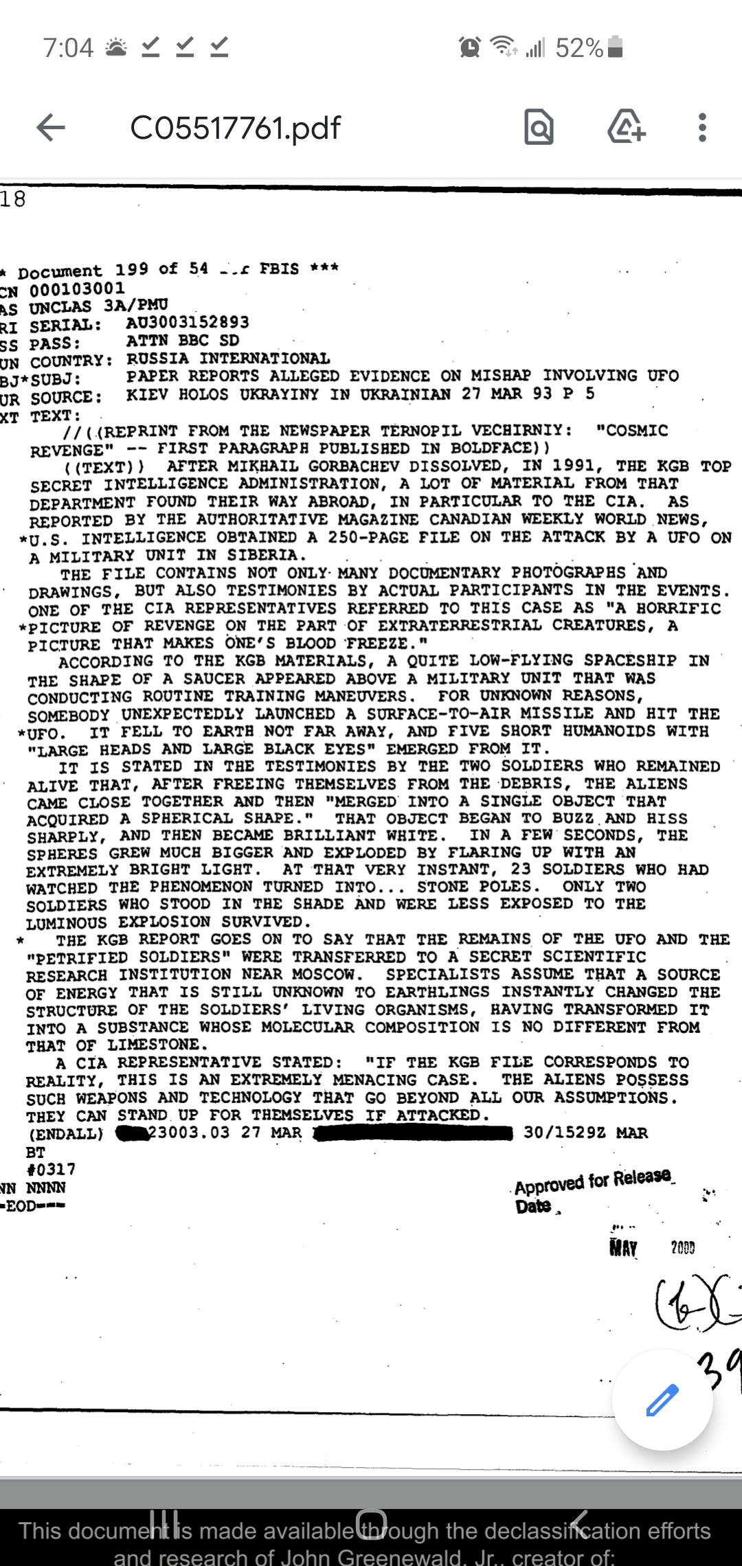 Random page from CIA declassified files. | Scrolller