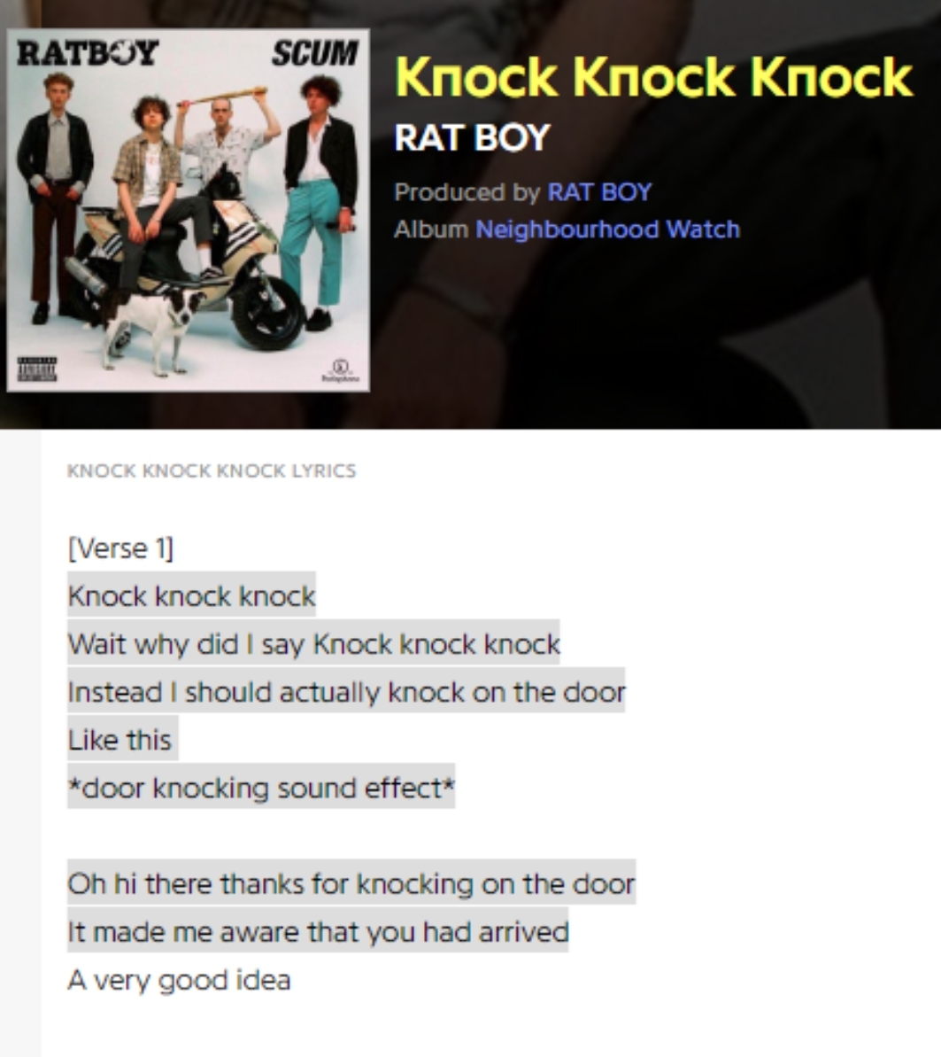 RAT BOY - KNOCK KNOCK KNOCK | Scrolller
