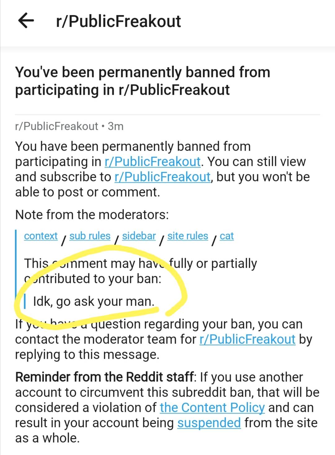 Reasons to get permanently banned. | Scrolller