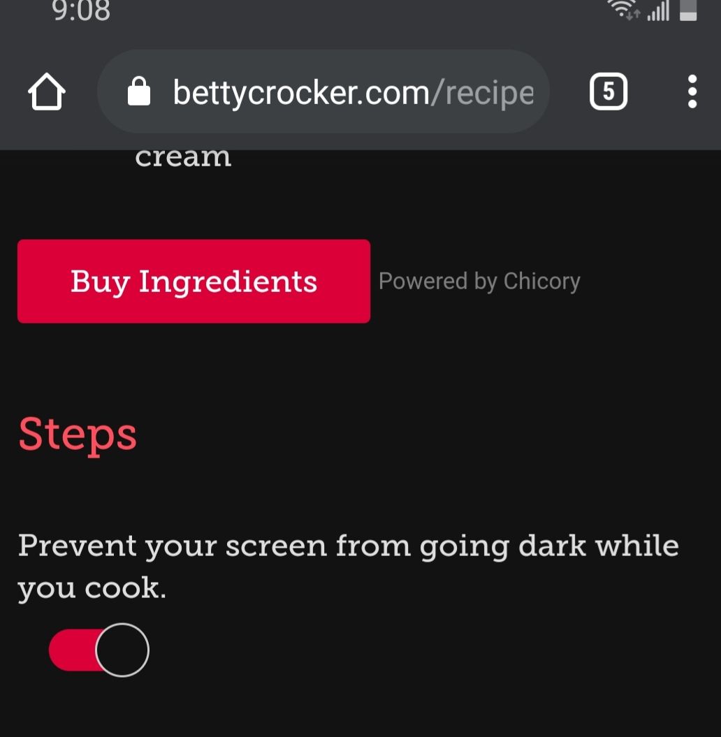 Recipe website has button that stops your screen from turning off while cooking. | Scrolller