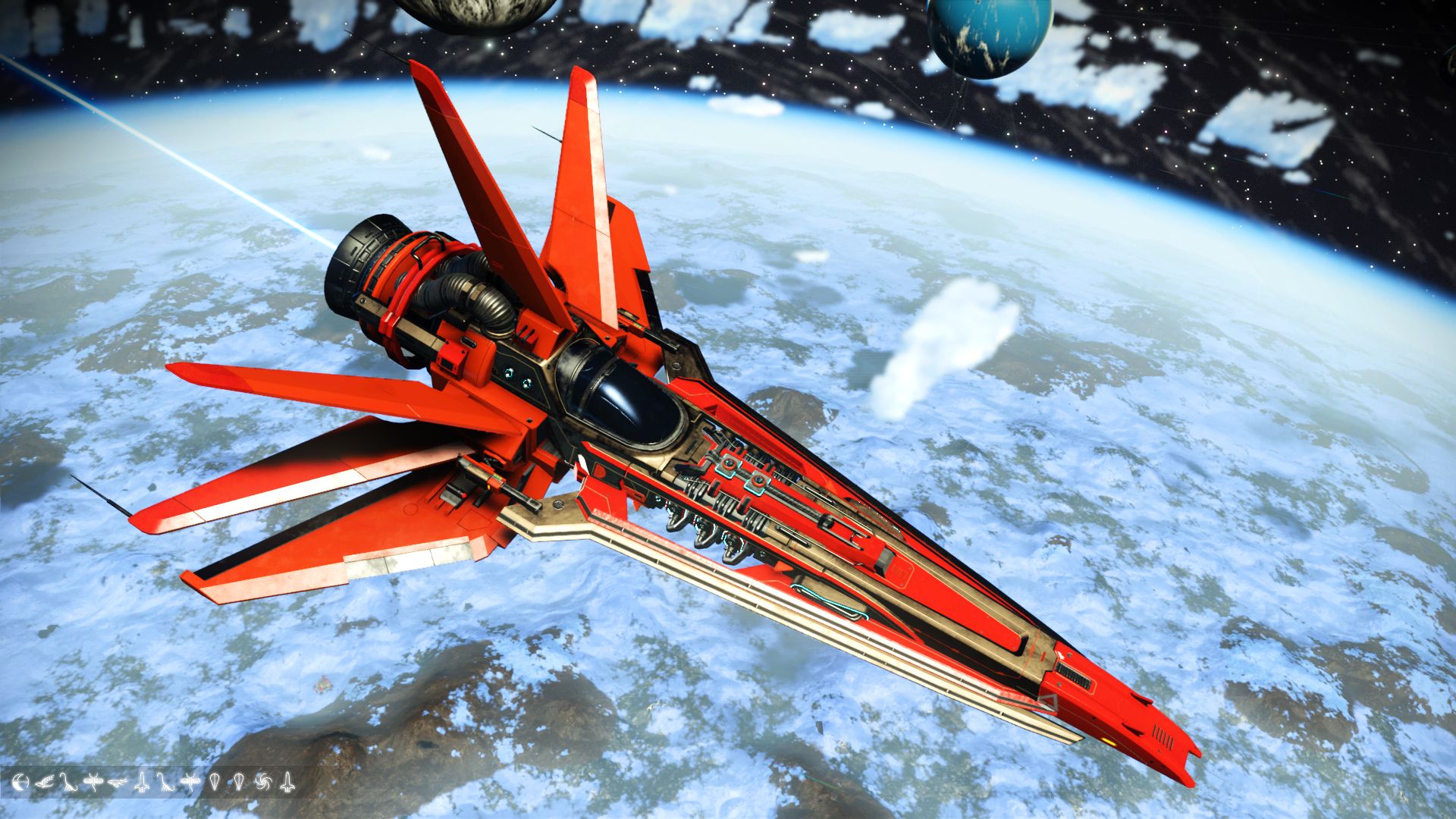 Red and orange Long nose fighter / mecha-7 / single thruster. | Scrolller