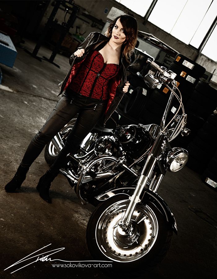 Red Biker Girl by Sokovikova-Art | Scrolller