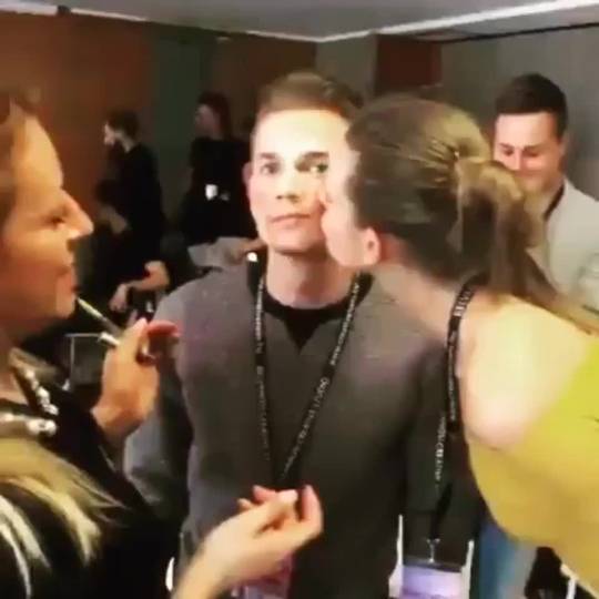 Red Lipstick Kisses on Cheek | Scrolller