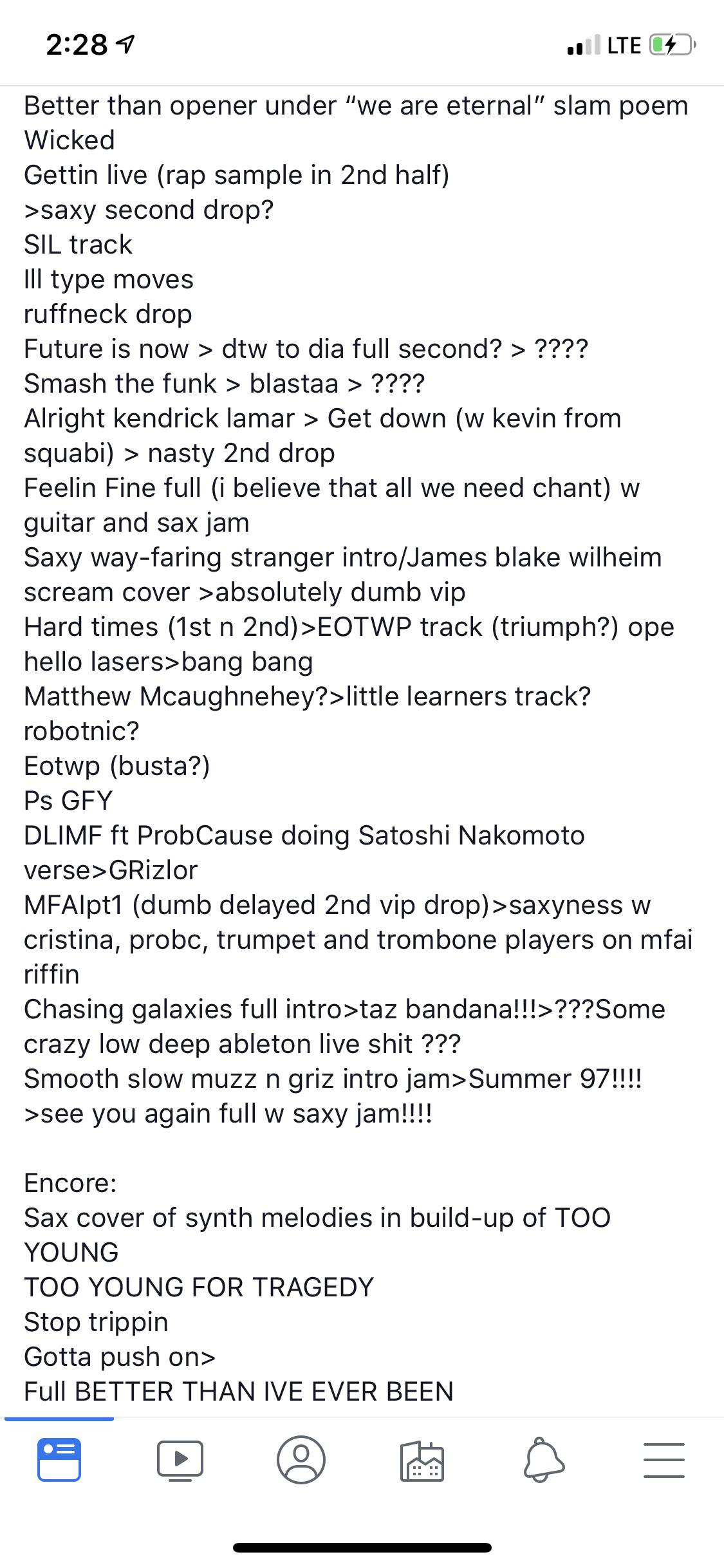 Red Rocks 10-17 Setlist (from FB) followed by Grant paying the $10k fine and coming back out to ...