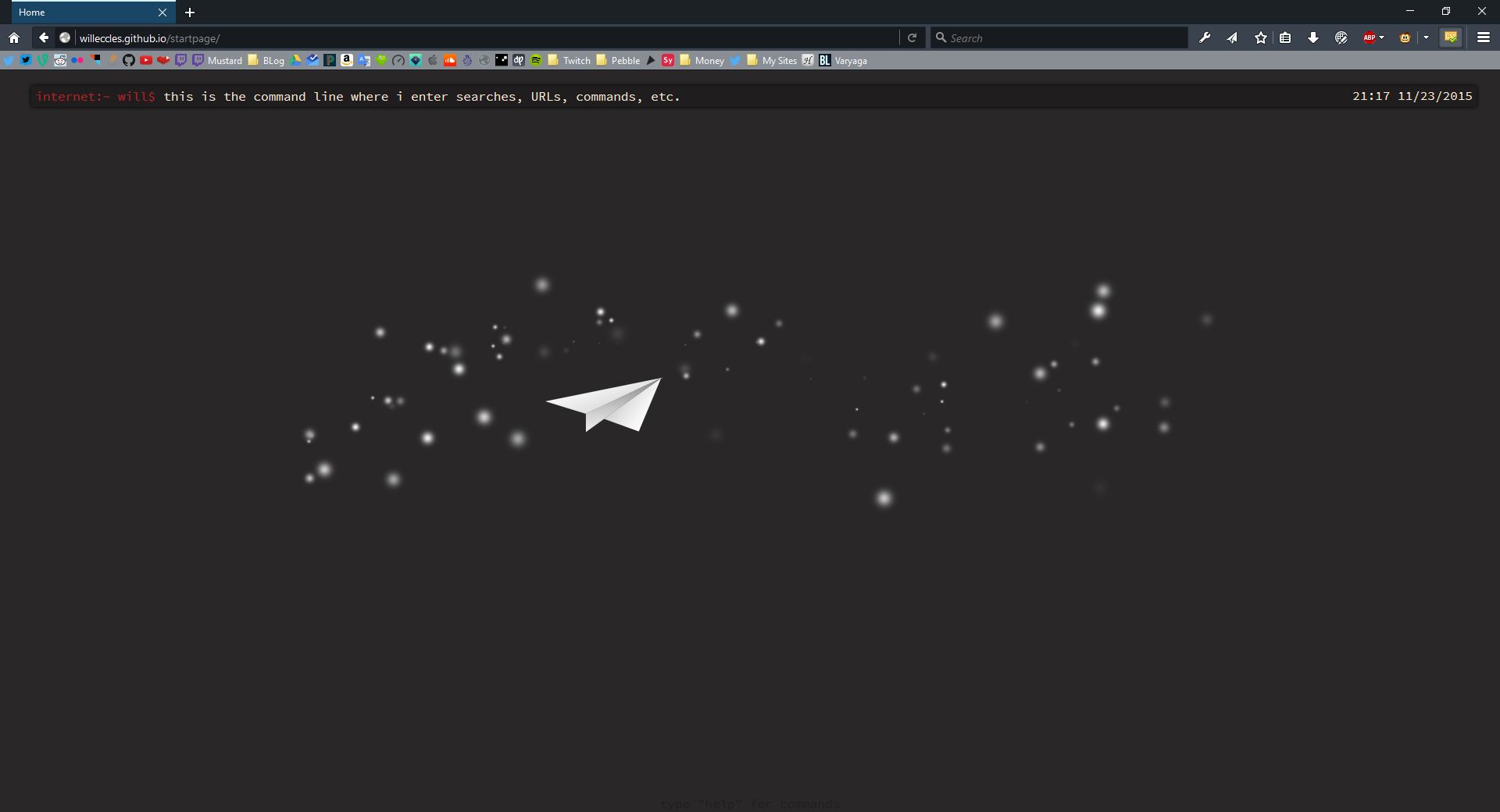 Redesigned my startpage! Simple design, natural colors, fully functional command line :) | Scrolller
