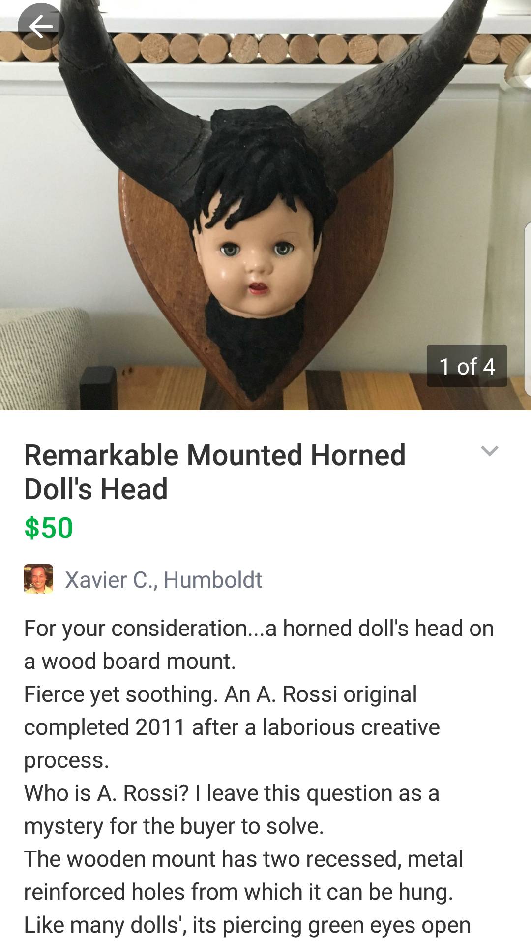 Remarkable Mounted Horned Doll Head! | Scrolller
