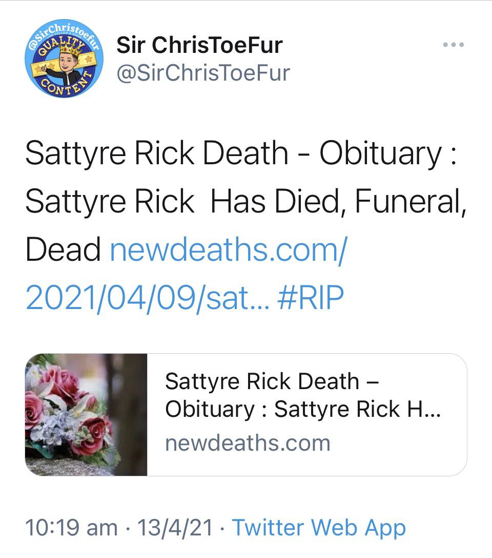 RIP RICK, SATTYRE. Finally gone, aged 69. | Scrolller