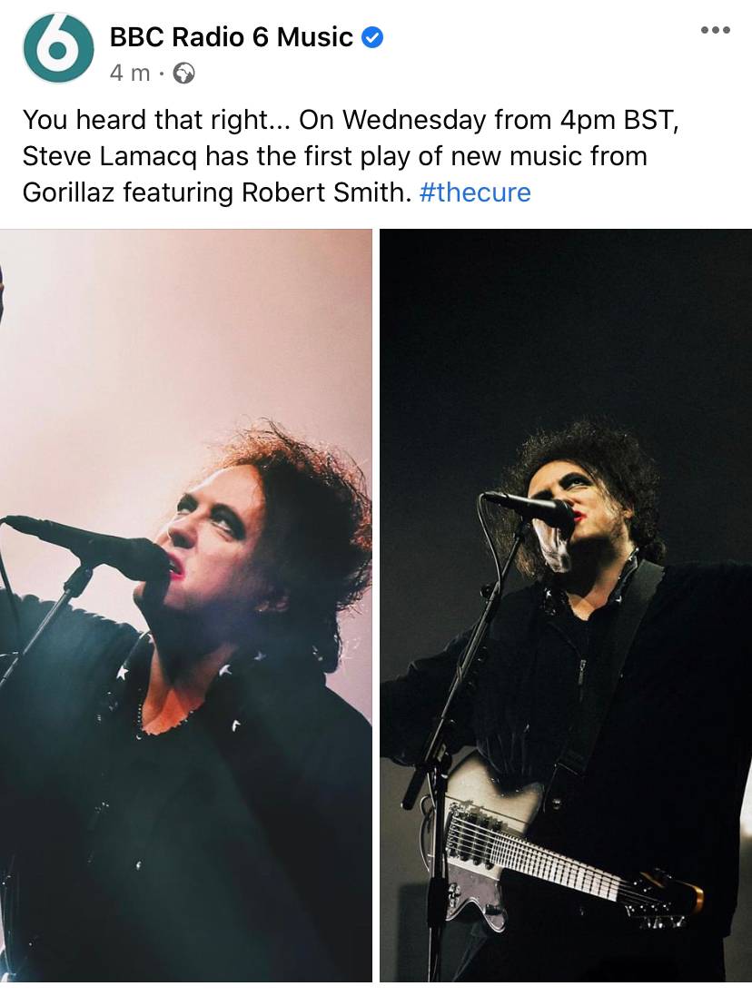 Robert Smith / Gorillaz track to be played tomorrow on BBC 6Music | Scrolller